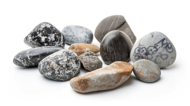 Collection of Various Pebbles with Different Patterns and Textures ...