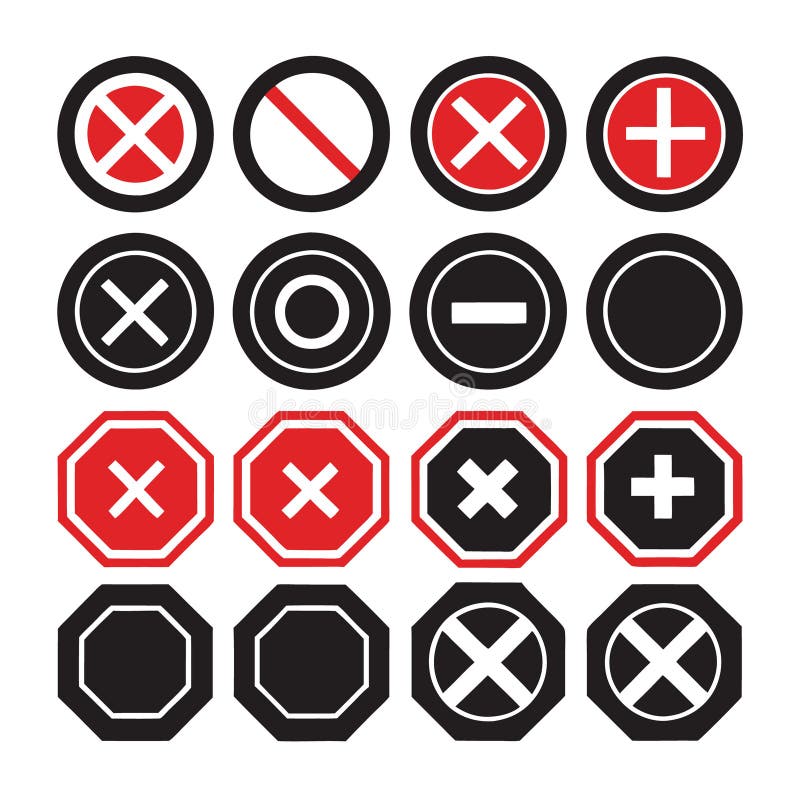 Various Prohibition Signs in Orange on a White Background, Vector ...