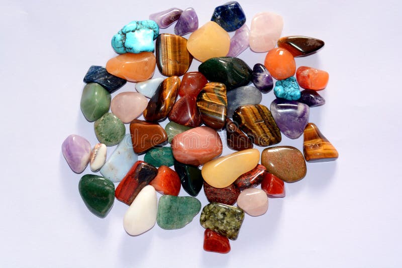 Collection of Various Raw Mineral Stock Photo - Image of energy, jasper ...