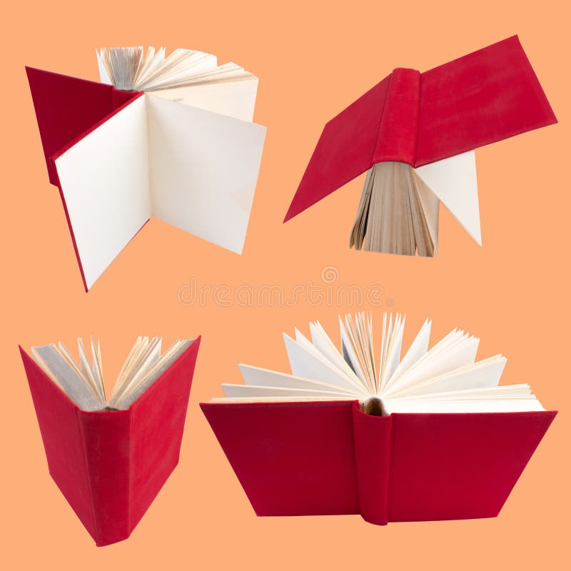 Collection of Various Red Books Isolated on Orange Background. Each One ...