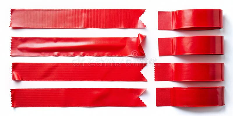 Collection of Various Red Ribbon Pieces on White Background Each One is ...