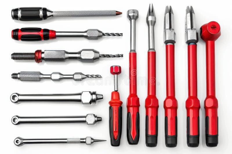 Collection of Various Red and Silver Tools Including Wrenches ...