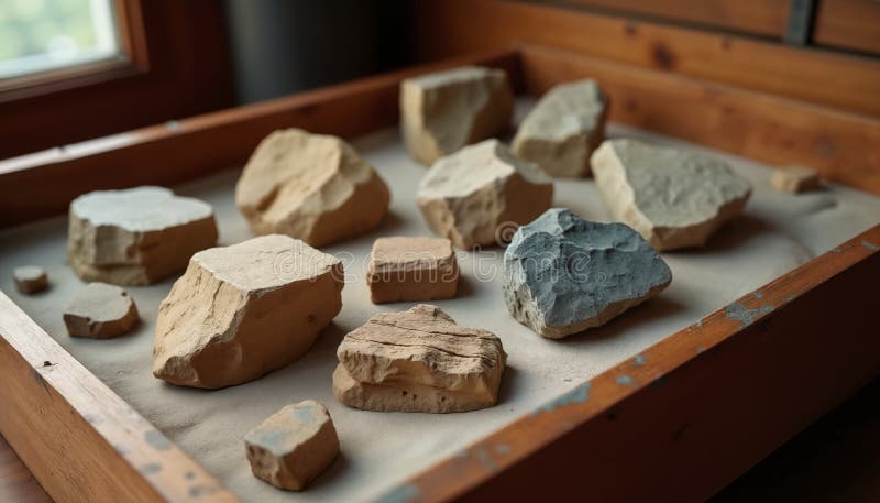 Collection of Various Rock Samples on Display Stock Illustration ...