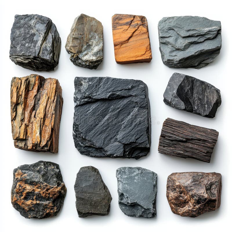 Collection of Various Rocks and Minerals Isolated on a White Background ...