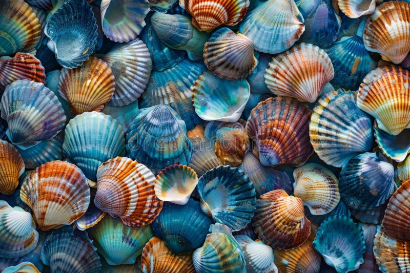 Assorted Seashells in Different Colors Stock Illustration ...