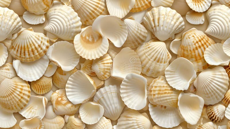A Collection of Various Seashells in Soft Beige and White Tones Stock ...