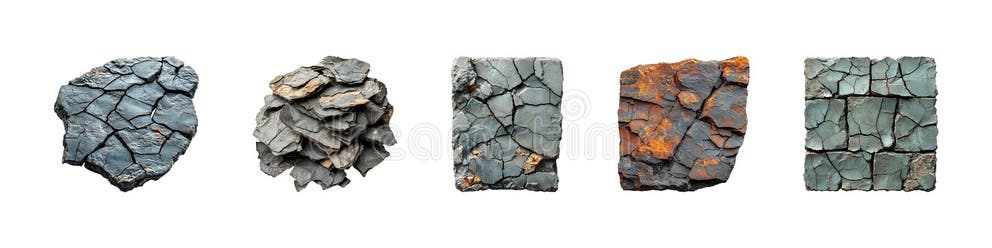 Collection of Various Shale Rock Samples. Geological Study and Mineral ...