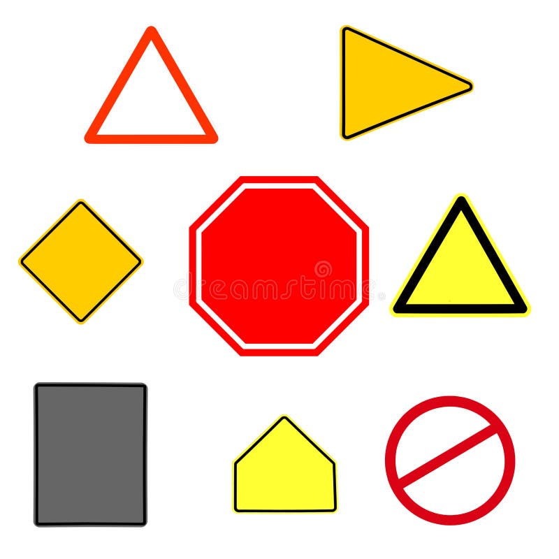 Collection of Various Shaped Traffic Signs Stock Illustration ...