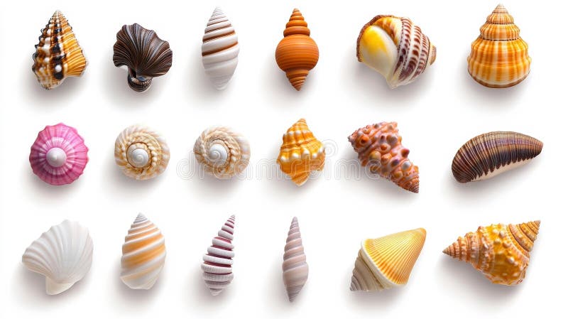 Collection of Various Shells with Different Shapes and Colors Stock ...