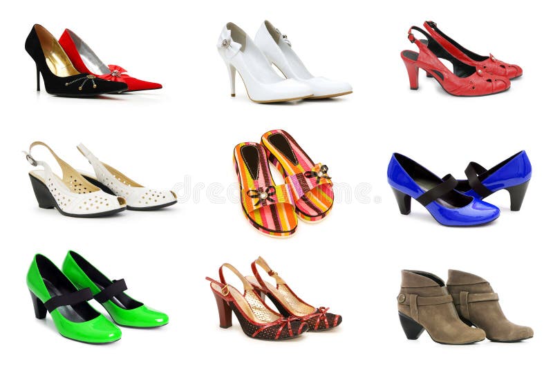 Collection of Various Shoes Stock Image - Image of isolated, color ...