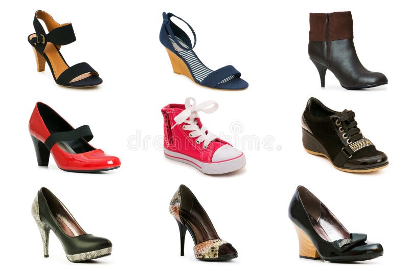 Collection of Various Shoes Stock Image - Image of isolated, color ...