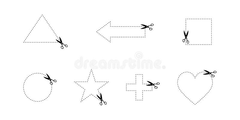 Geometric Shapes with Dotted Lines and Scissors Ready To Be Cut Out ...