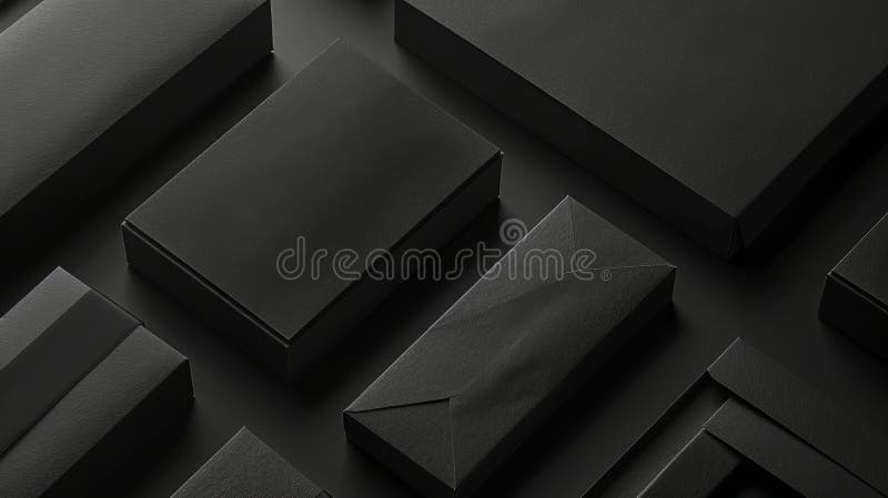 Elegant Black Packaging Boxes in Studio Stock Image - Image of ...