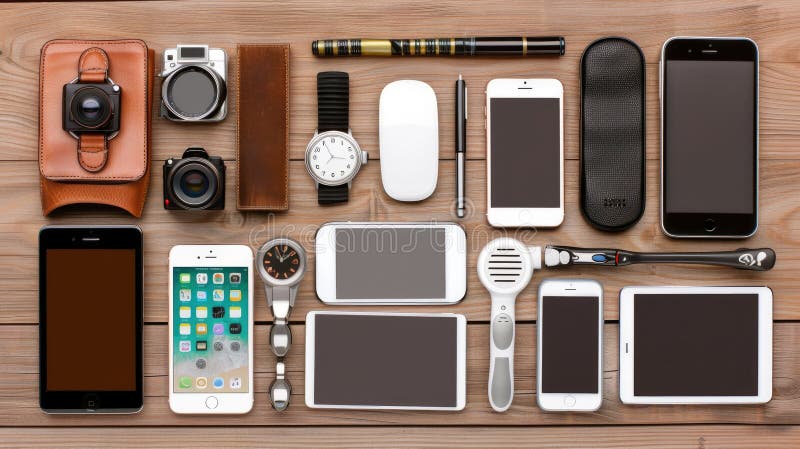 A Collection of Various Smartphones Lay Flat on a Grey Surface ...