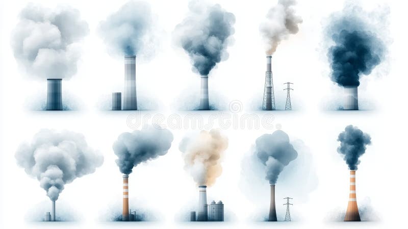 A Collection of Various Smoke Patterns Illustrating Air Pollution from ...