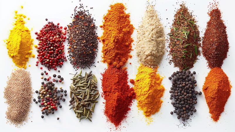 Colorful Spices on White Background Stock Illustration - Illustration ...
