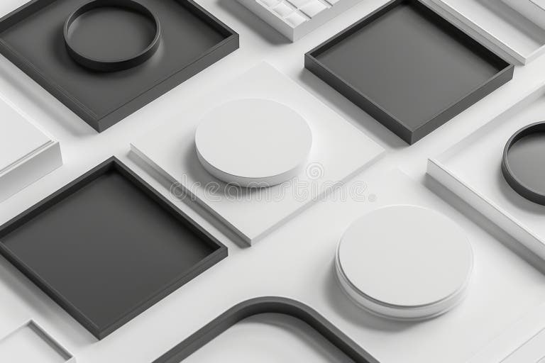 A Collection of Various Square Objects on a White Surface Stock ...