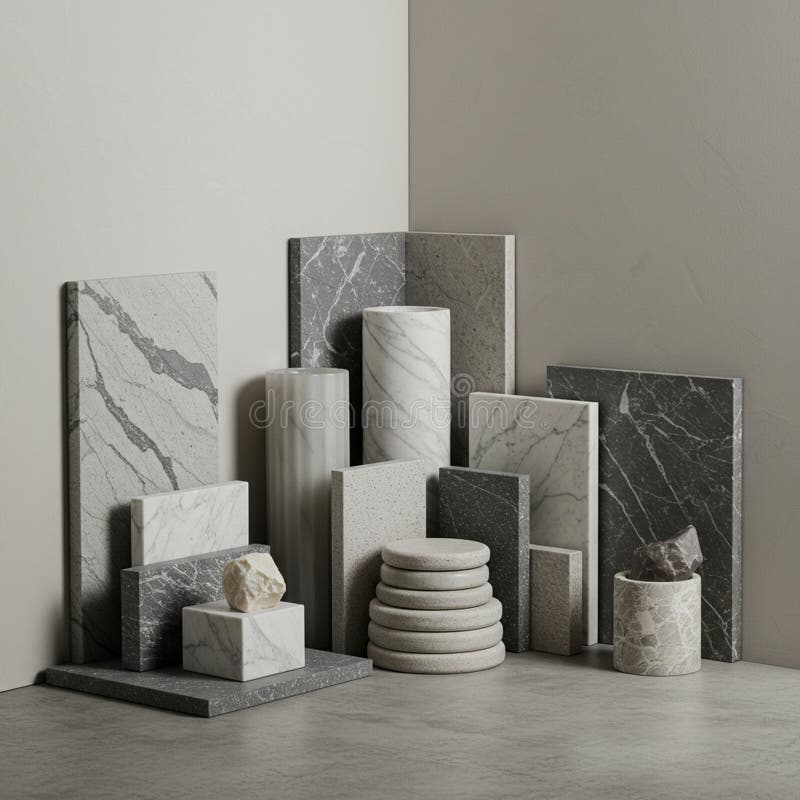 A Collection of Various Stone Samples is Artistically Arranged ...