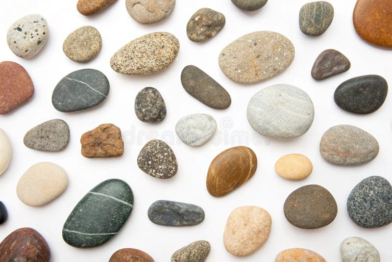 Collection of Various Stones Isolated on White Background. View from ...