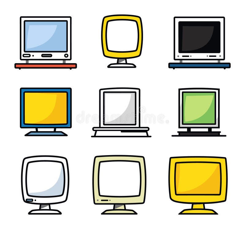 Collection of Various Styles of Computer Monitors with Colorful Screens ...