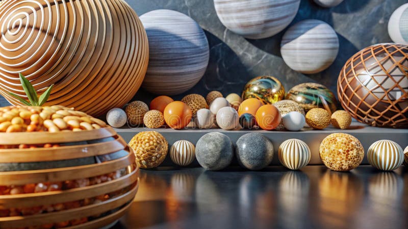 A Collection of Various Textured Spheres in Different Sizes and ...