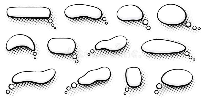 Comic Style Thought Bubbles with Halftone Effect Collection Stock ...