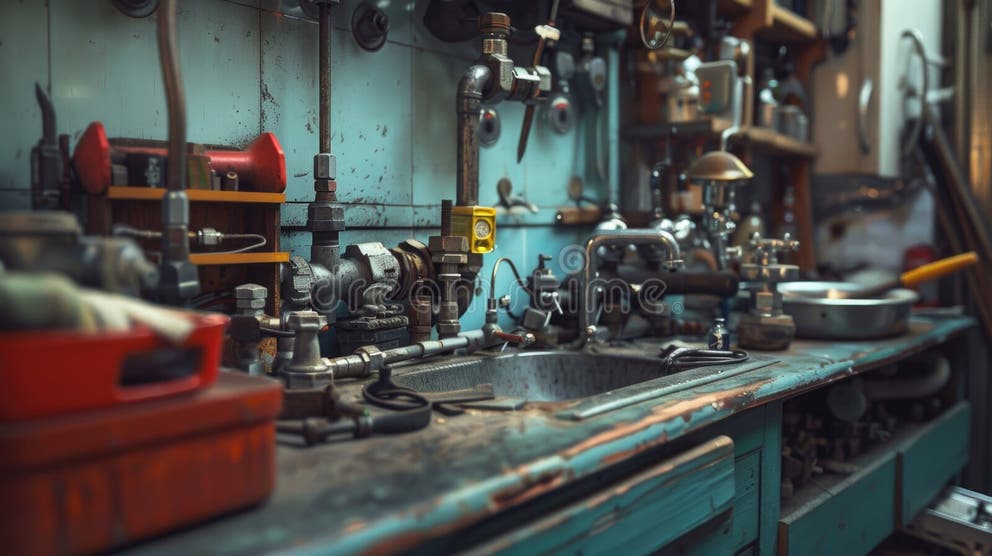 A Collection of Various Tools on a Countertop Stock Image - Image of ...