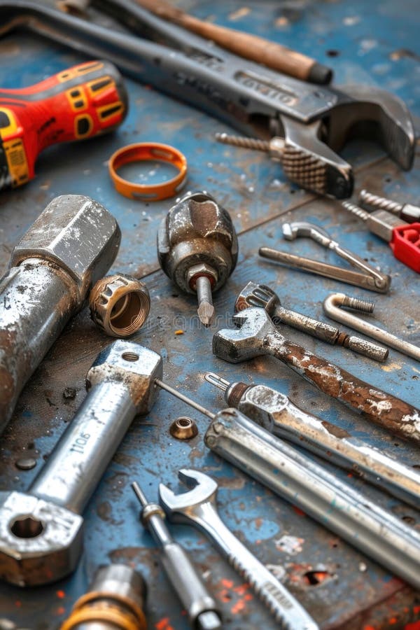 A Collection of Various Tools Laid Out on a Table Stock Image - Image ...