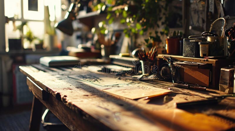 A Collection of Various Tools Neatly Arranged on a Wooden Table ...