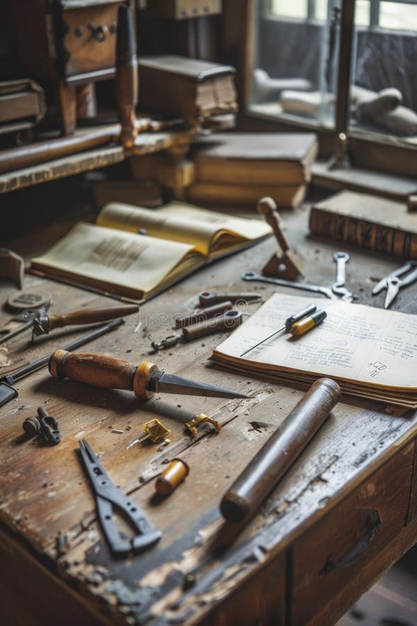 A Collection of Various Tools on a Wooden Table. Suitable for DIY ...