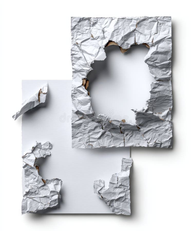 A Collection of Various Torn Paper Pieces Scattered on a White ...