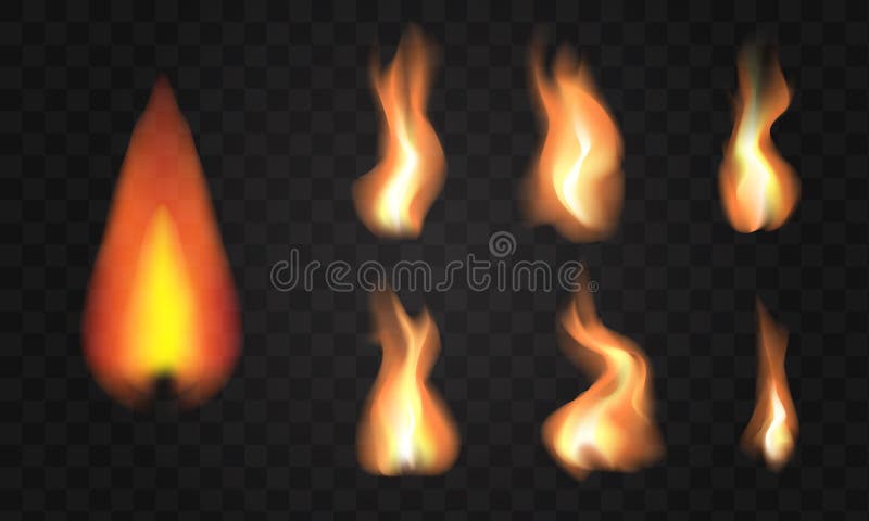 Set of Fire Flame Burning Vector Illustration Stock Illustration ...