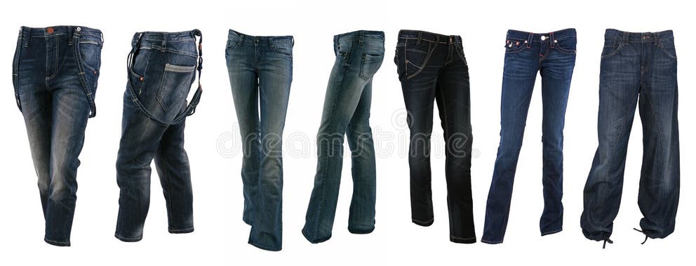 Collection of Various Types of Blue Jeans Trousers Stock Image - Image ...