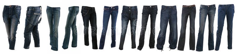 Collection of Various Types of Blue Jeans Trousers Stock Photo - Image ...