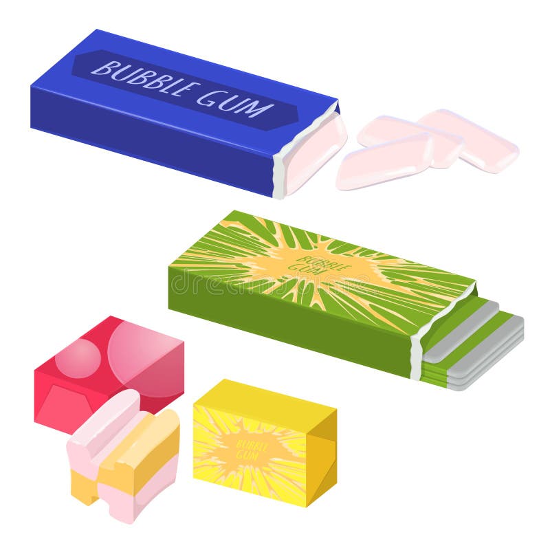 Collection Of Various Types Of Bubble Gums Illustration Stock Vector