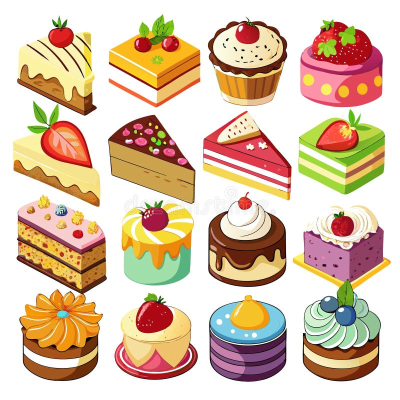 A Collection of Various Types of Cakes with Strawberries on Top Stock ...