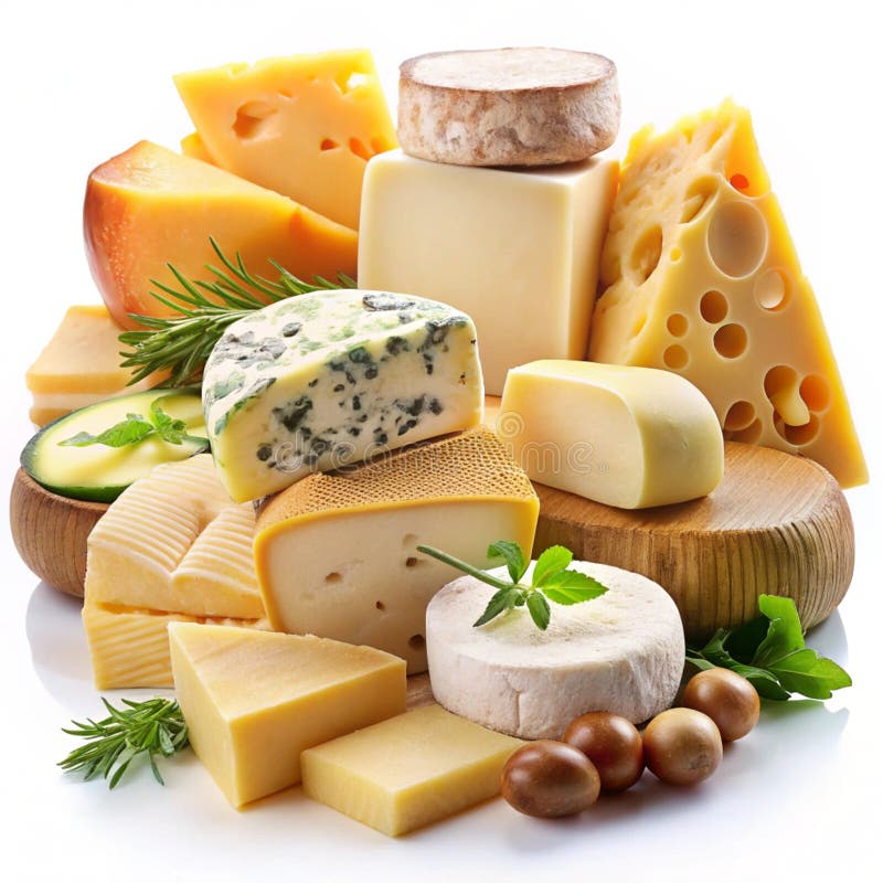 Collection of Various Types of Cheese Isolated Stock Illustration ...