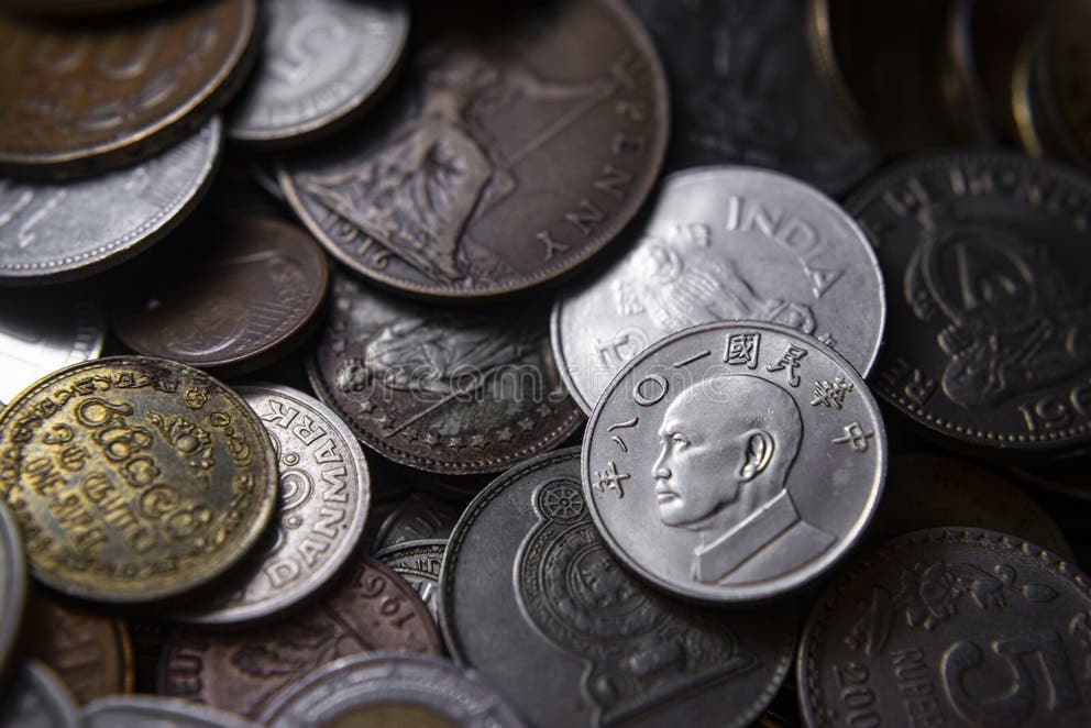 Collection of Various Types of Coins Stock Photo - Image of silver ...