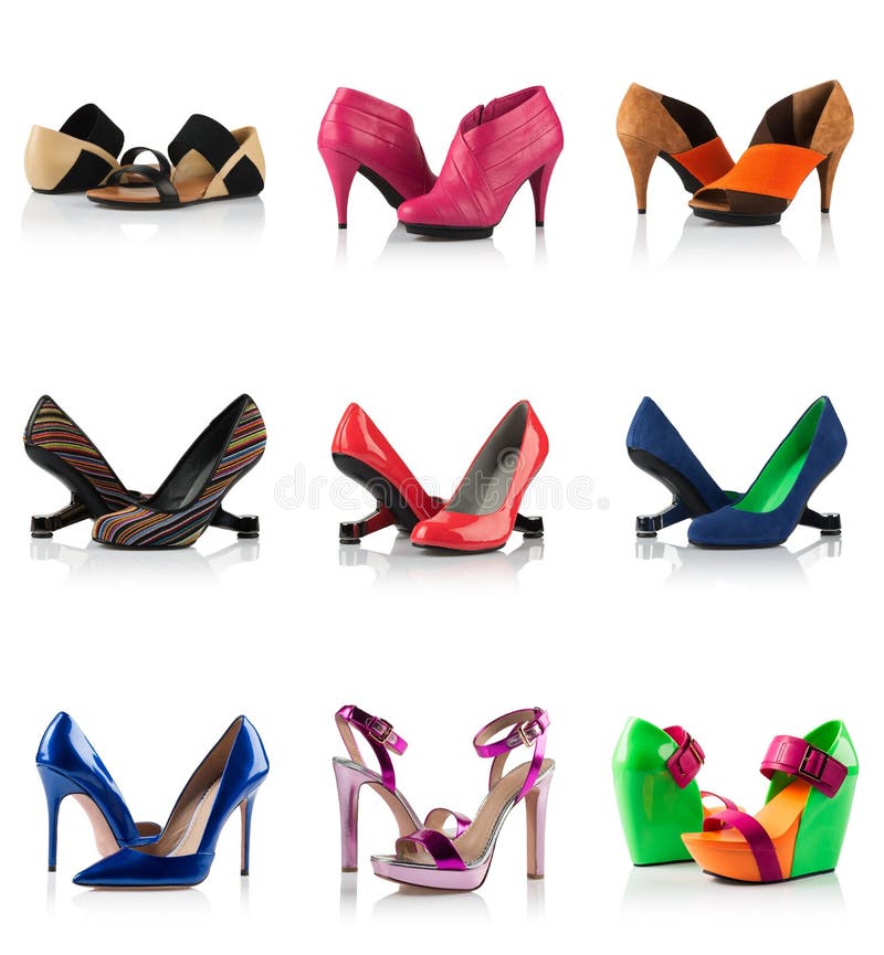 Collection of Various Types of Female Shoes Stock Image - Image of ...