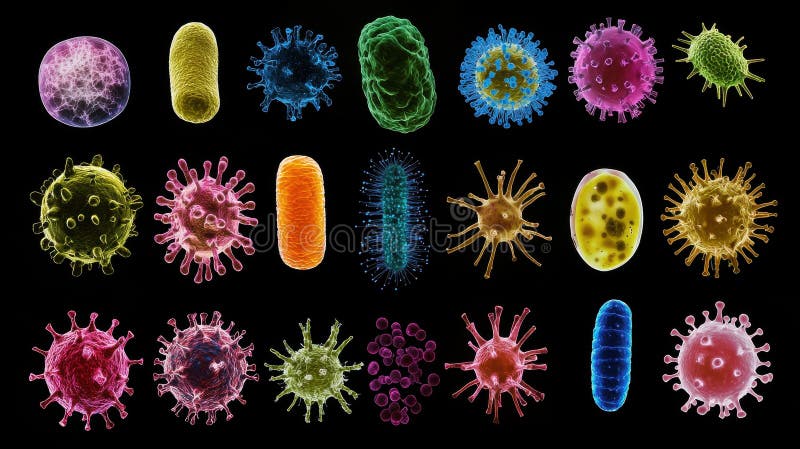 Collection of Various Types of Viruses Under Microscope Magnification ...