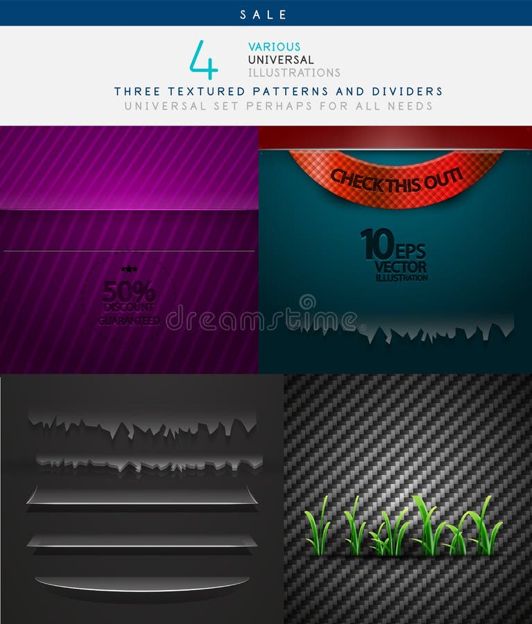 Collection of Various Vector Textures and Dividers Stock Vector ...