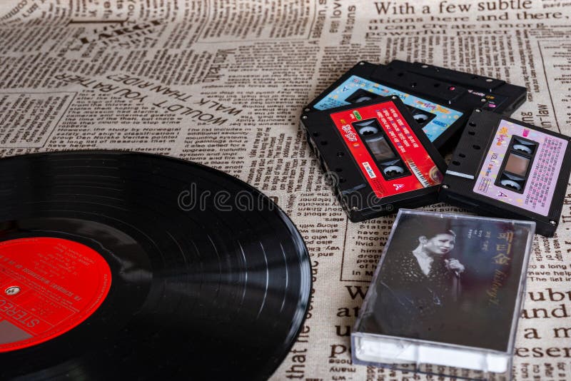 Collection of Various Vintage Audio Cassette Tapes and a Vinyl Disc ...