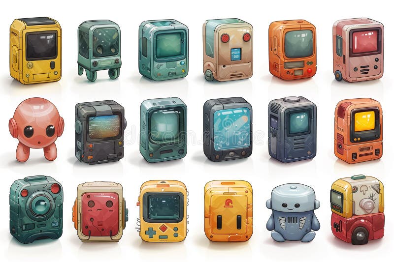 Collection of Various Vintage Television Sets Displayed Together Stock ...