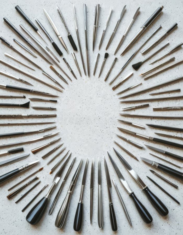 Collection of Various Vintage Tools in Circular Arrangement Stock Photo ...