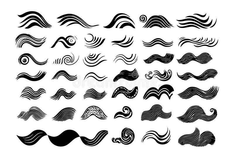 A Collection of Various Wave and Swirl Patterns in Black and White ...