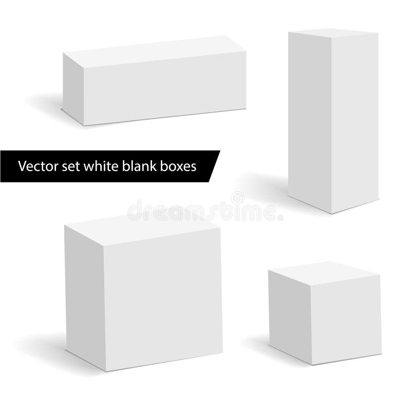 Collection of Various White Blank Boxes Stock Vector - Illustration of ...