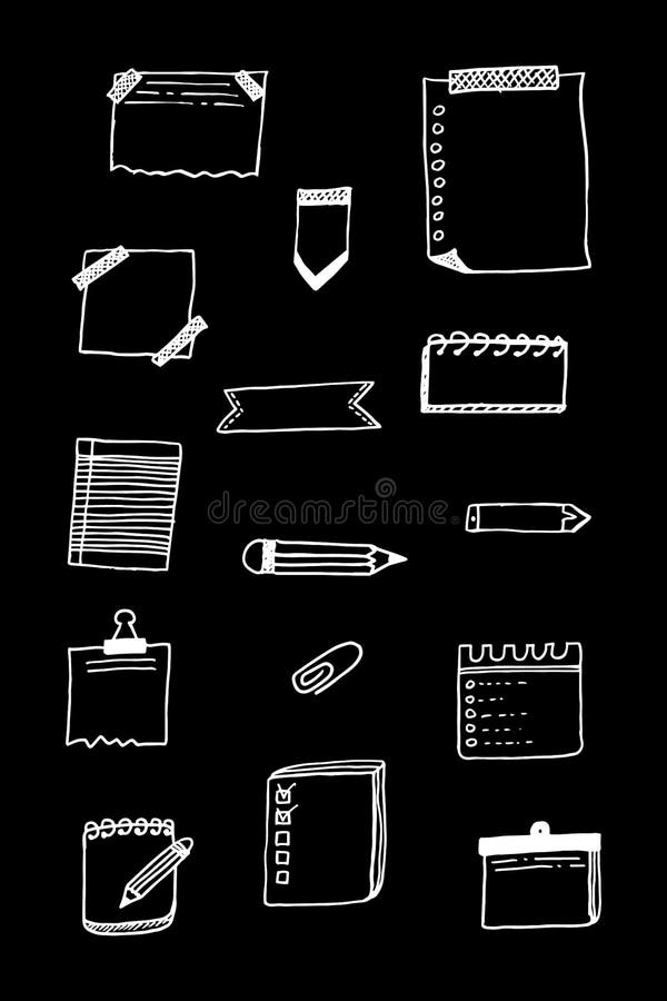 Note Papers Doodle Vector Set Stock Illustrations – 151 Note Papers ...
