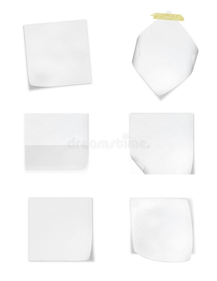 Collection of Various White Note Papers on White Background Stock Image ...