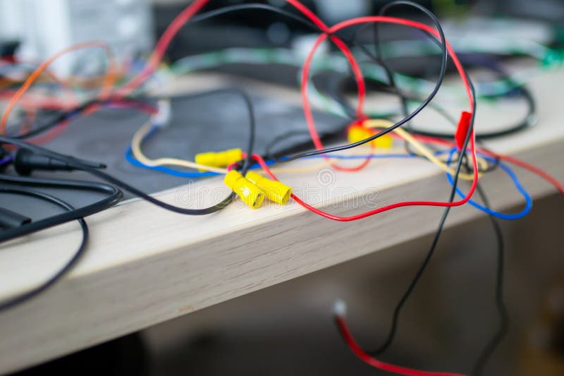 A Collection of Various Wires is Currently Spread Out on a Table Stock ...