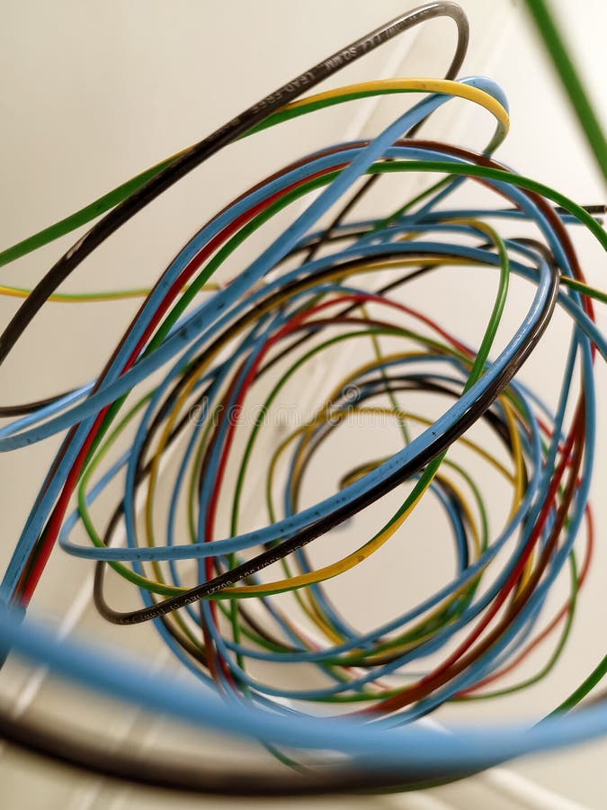 A Collection of Various Wires is Hanging Down from the Ceiling Stock ...